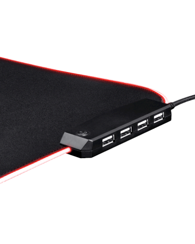 მაუსის პადი Trust GXT 765, Gaming Mouse Pad, L, RGB, USB Ports, Black